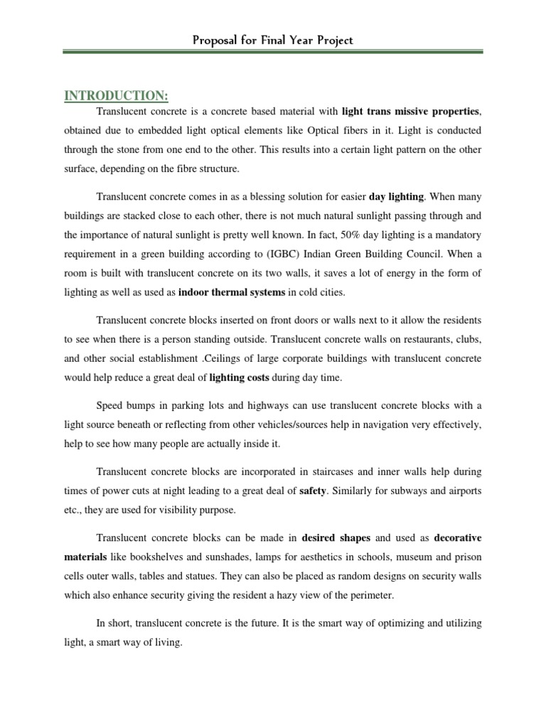 Proposal | PDF | Lighting | Concrete