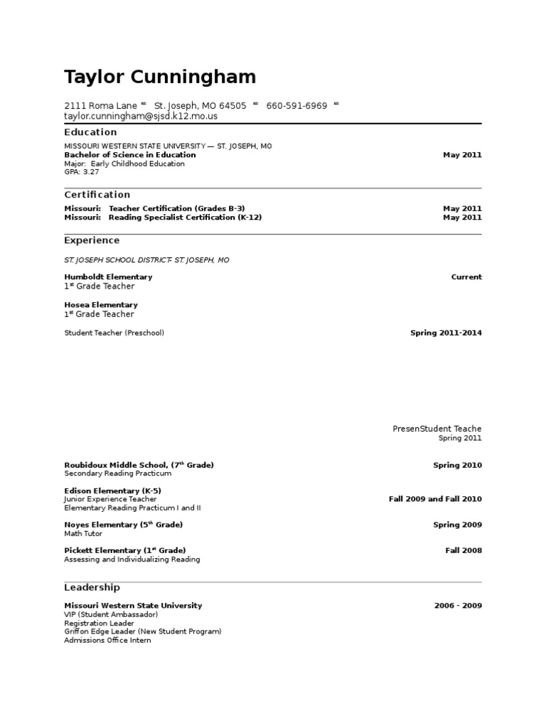Taylor Cunningham Final Resume-1 | PDF