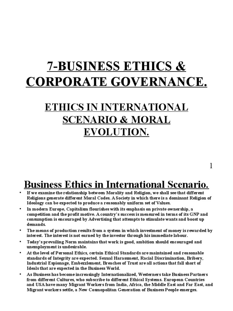 7-Business Ethics & Corporate Governance. | PDF | Multinational ...