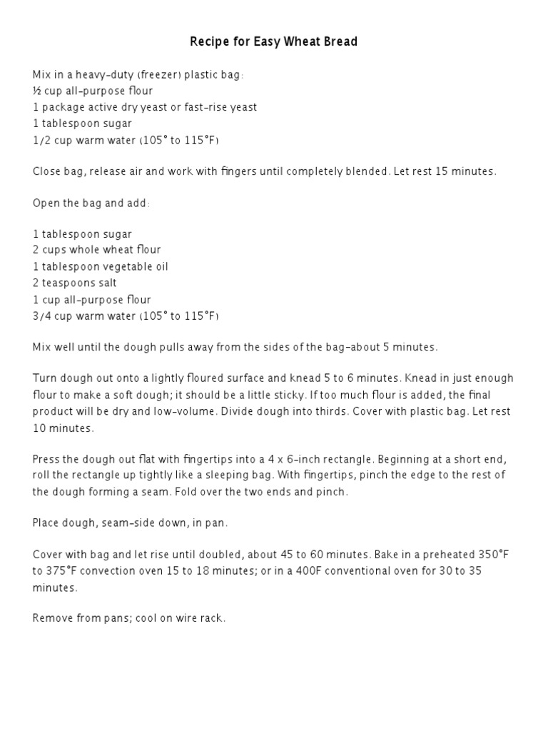 Bread in A Bag | PDF | Home & Garden