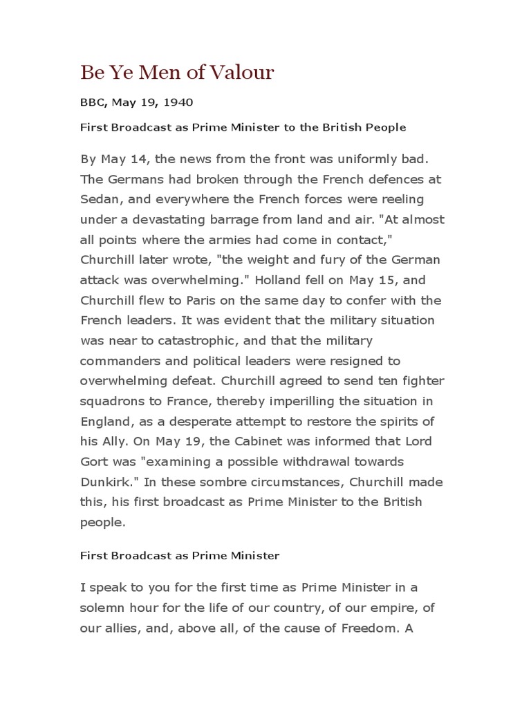 Be Ye Men of Valour | Download Free PDF | Winston Churchill | Nazi Germany