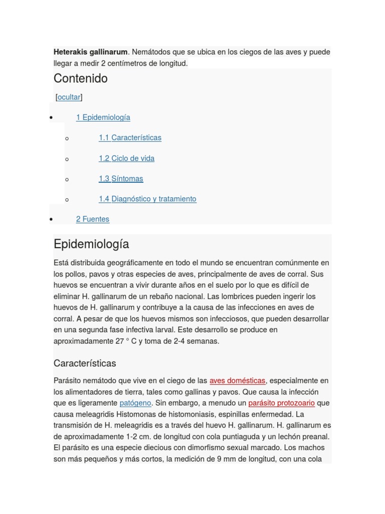 Heterakis Gallinarum | PDF | Aves | Pollo