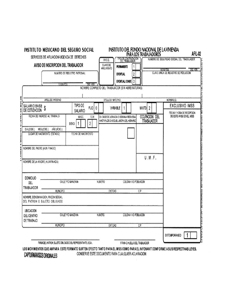 Formato de Alta Imss Trabajador