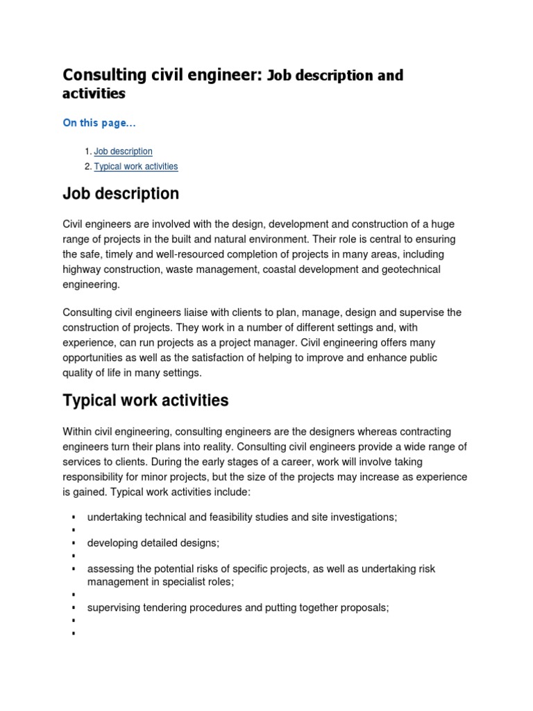 Consulting Civil Engineer | PDF | Civil Engineering | Consultant