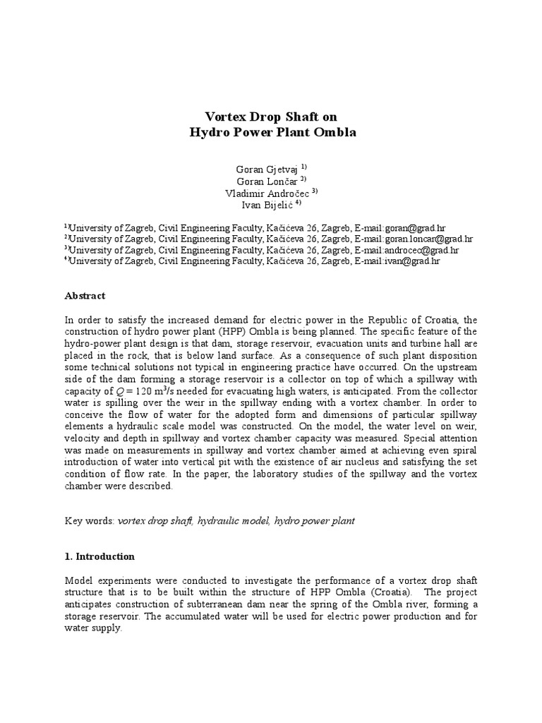Vortex Drop Shaft | Download Free PDF | Spillway | Vortices