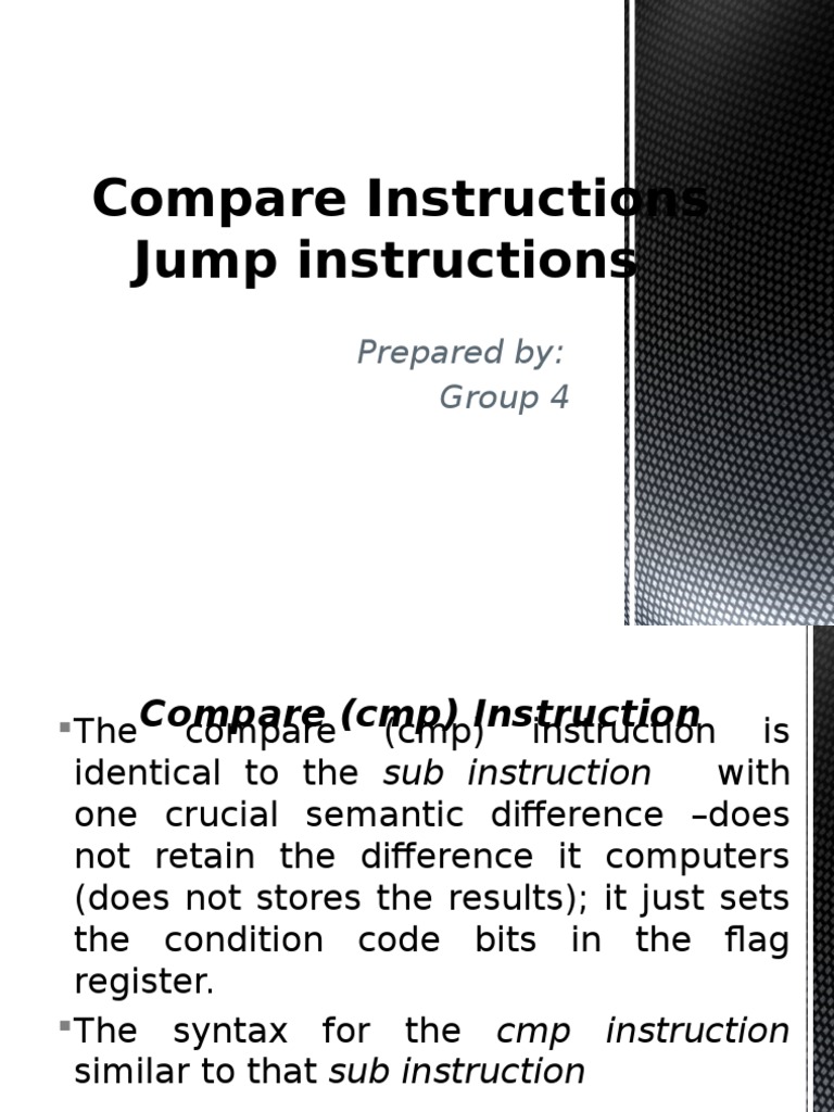 x8088/8086 Compare and Jump Instruction | PDF | Instruction Set ...