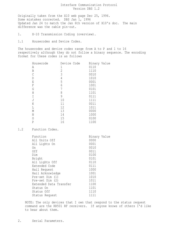 Protocol X10 | PDF | Byte | Electrical Connector