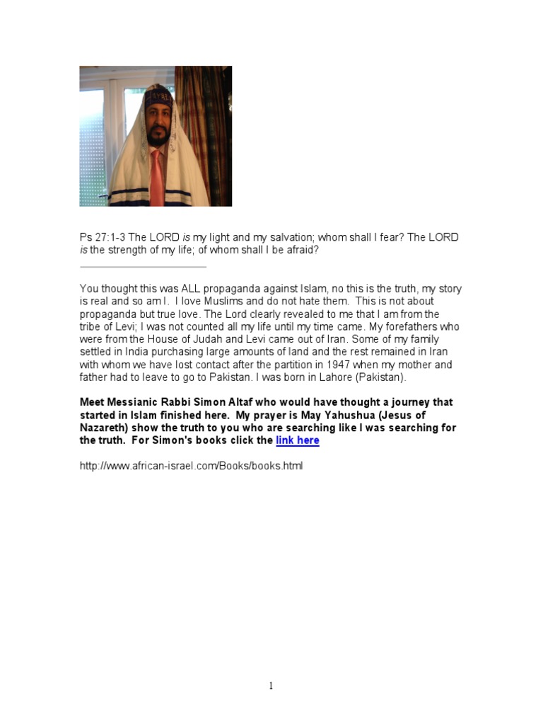 Rabbi Simon Altaf's Spiritual Journey | PDF | Sin | Muhammad