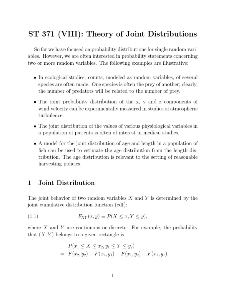 Theories Joint Distribution | PDF | Covariance | Correlation And Dependence