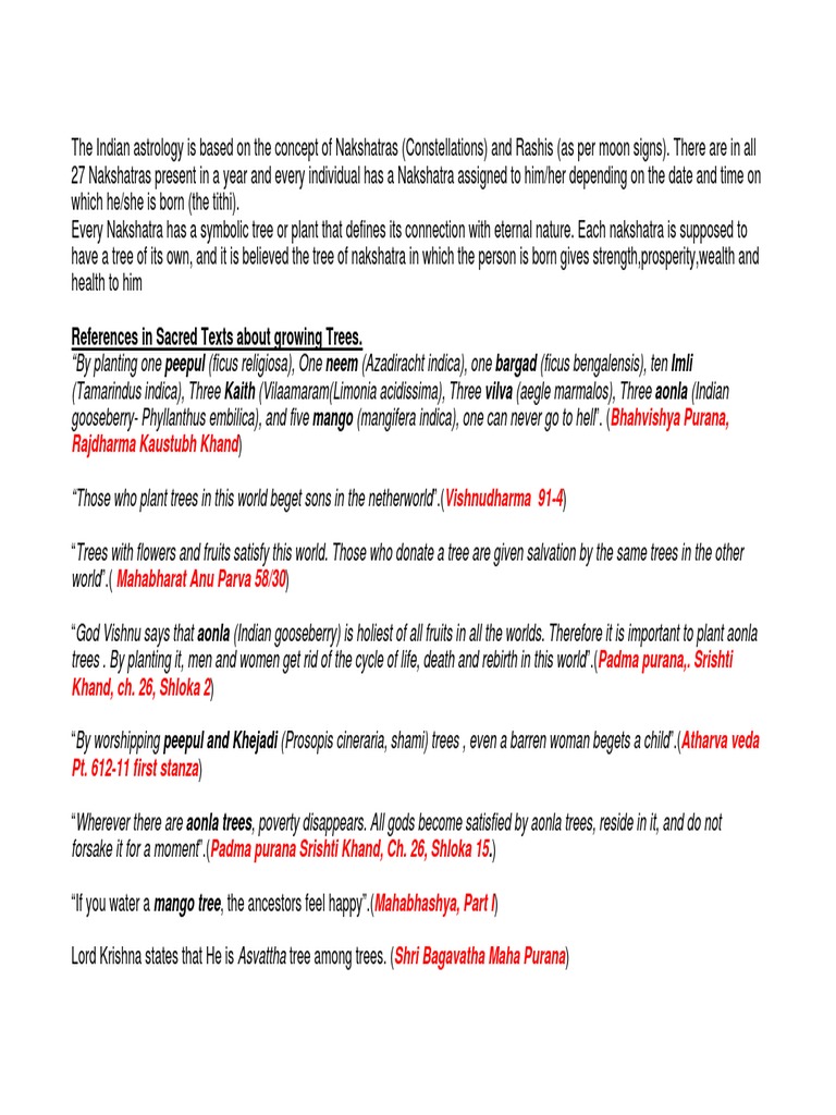 Nakshatra Trees (English) | PDF | Vedas | Ficus