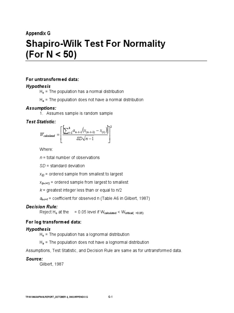 Shapiro-Wilk Normality Test Guide | PDF | Standard Deviation | Normal ...