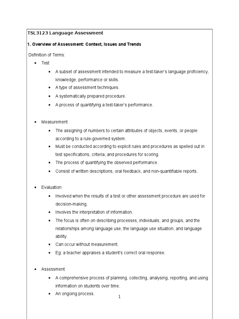 TSL3123 Language Assessment | PDF | Educational Assessment | Test ...