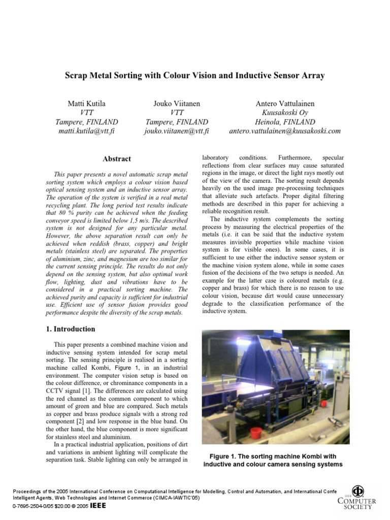 Scrap Metal Sorting With Colour Vision and Inductive Sensor Array | PDF ...