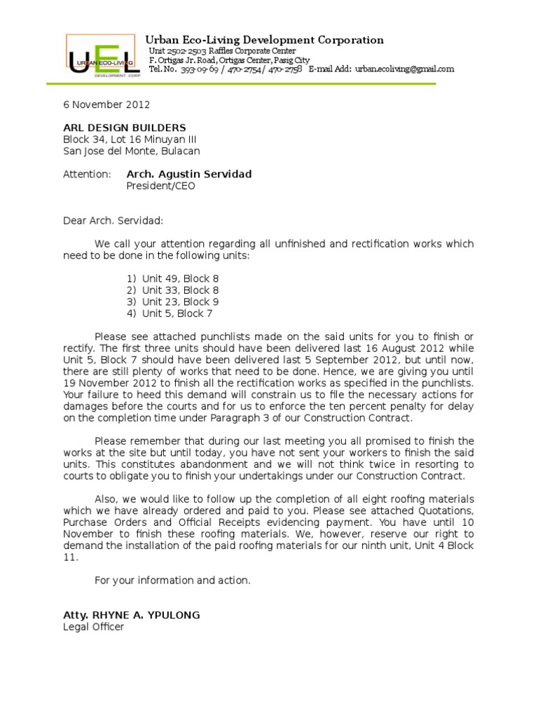 Demand Letter To UEL | PDF