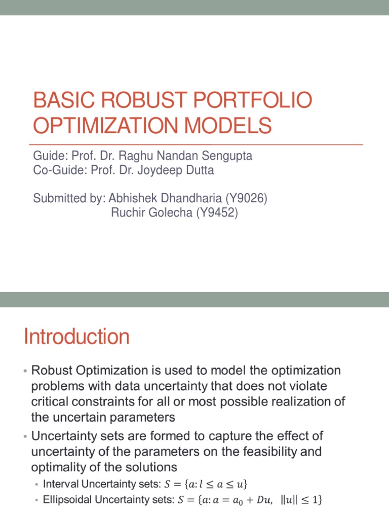 Basic Robust Portfolio Optimization Models | PDF | Applied Mathematics ...