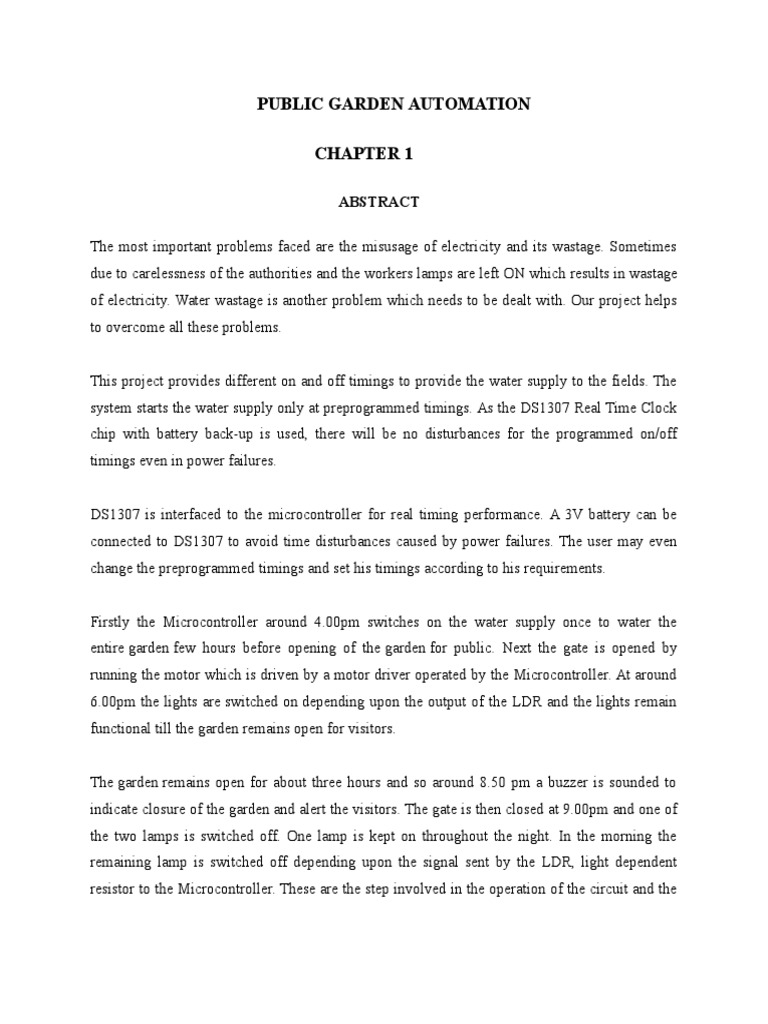 Public Garden Automation Document | PDF | Rectifier | Microcontroller