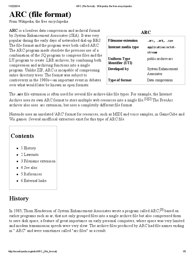 ARC (File Format) | PDF | Computer Data | Computer File