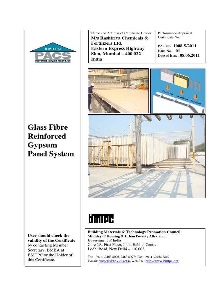 Glass Fibre Reinforced Gypsum Panel System | PDF | Wall | Framing ...