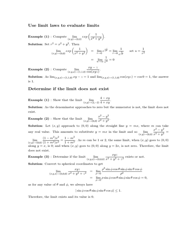 Use Limit Laws To Evaluate Limits | PDF | Teaching Methods & Materials ...