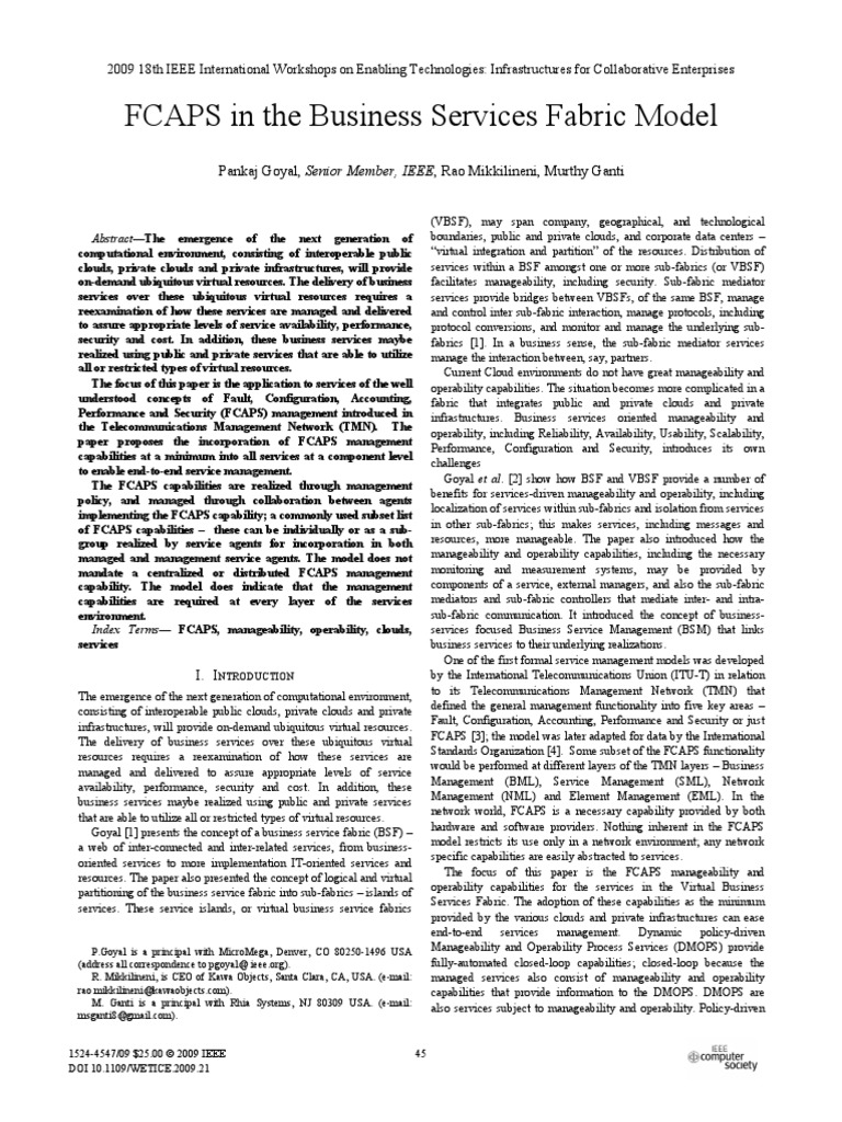 FCAPS in The Business Services Fabric Model | PDF | Fault Tolerance ...