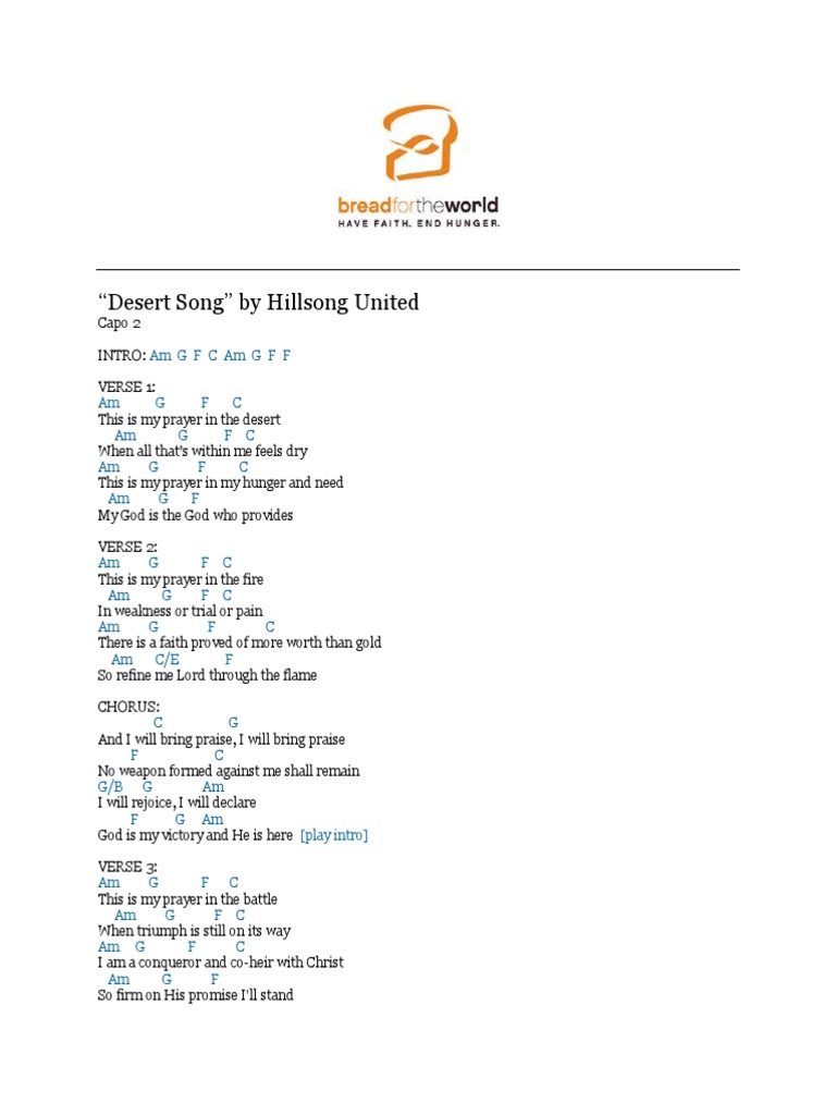 Hillsong's "Desert Song" Lyrics & Chords | PDF | Religion ...