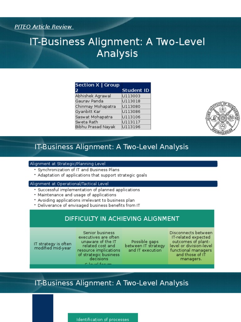 IT-Business Alignment: A Two-Level Analysis | PDF | Strategic ...