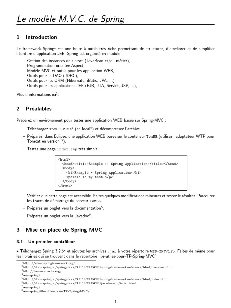 Introduction à Spring MVC | PDF | Enterprise JavaBeans | Modèle-vue ...