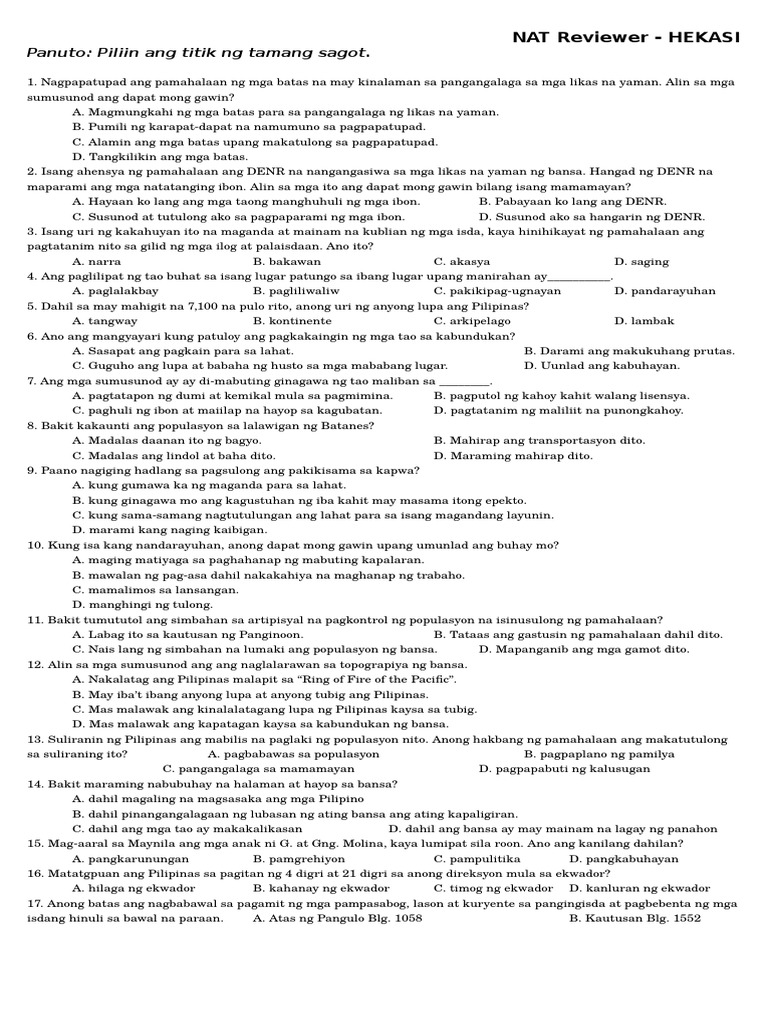 Hekasi NAT Reviewer | PDF