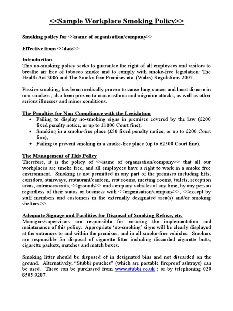 Smoking Policy For Effective From | PDF | Environmental Health ...