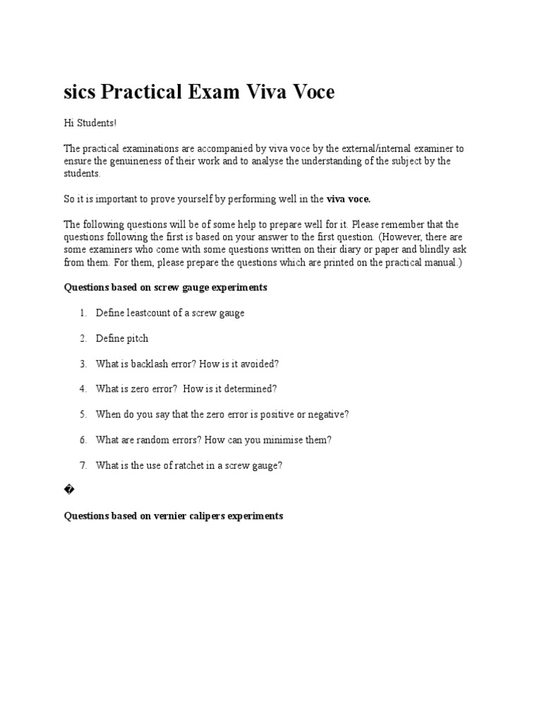 Physics Practical Exam Viva Voce | PDF | Electrical Resistance And Conductance | Electromagnetism