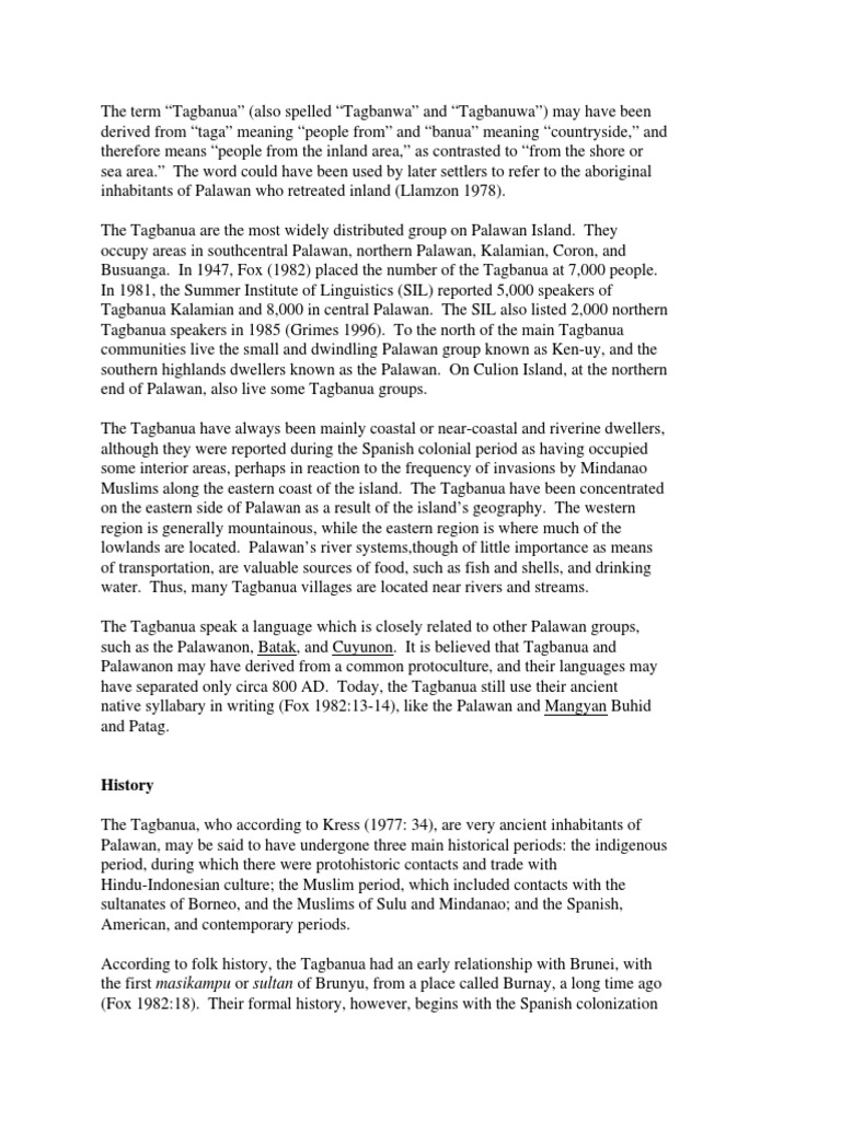 Tagbanua Culture and History in Palawan | PDF | Marriage | Religion And ...