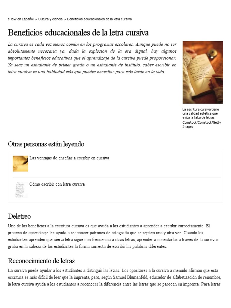 Beneficios Educacionales de La Letra Cursiva - EHow en Español | PDF ...