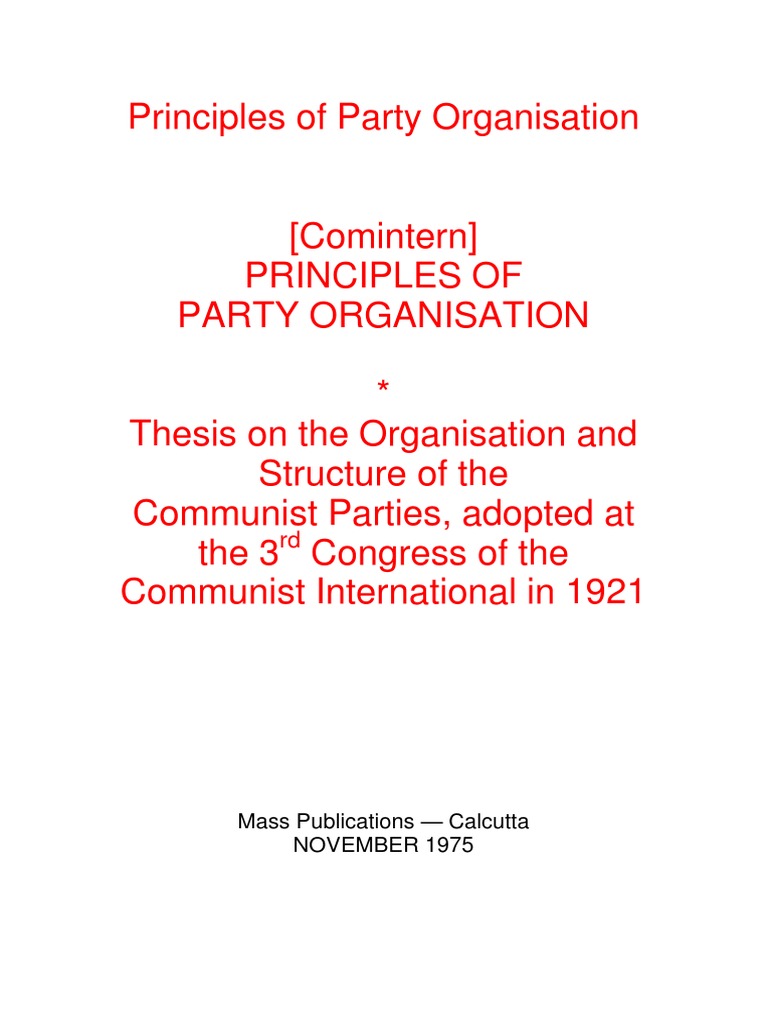 Principles of Party Organisation - Comintern - 1921 | PDF | Communism ...