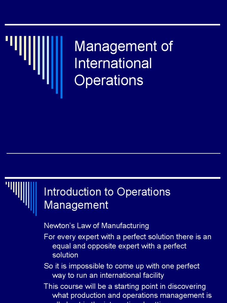 Management of International Operations-Intro | PDF | Operations Management | Inventory