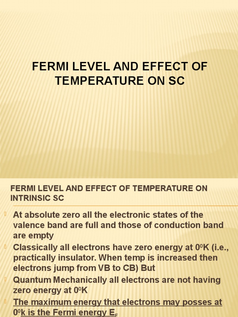 Fermi Level and Effect of Temperature On SC | Download Free PDF | P–N ...