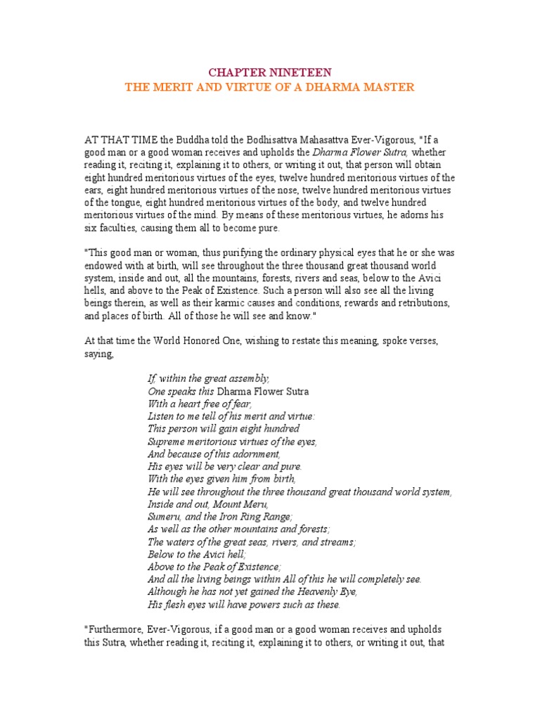 The Lotus Sutra Chapter 19 | PDF | Lotus Sutra | Odor