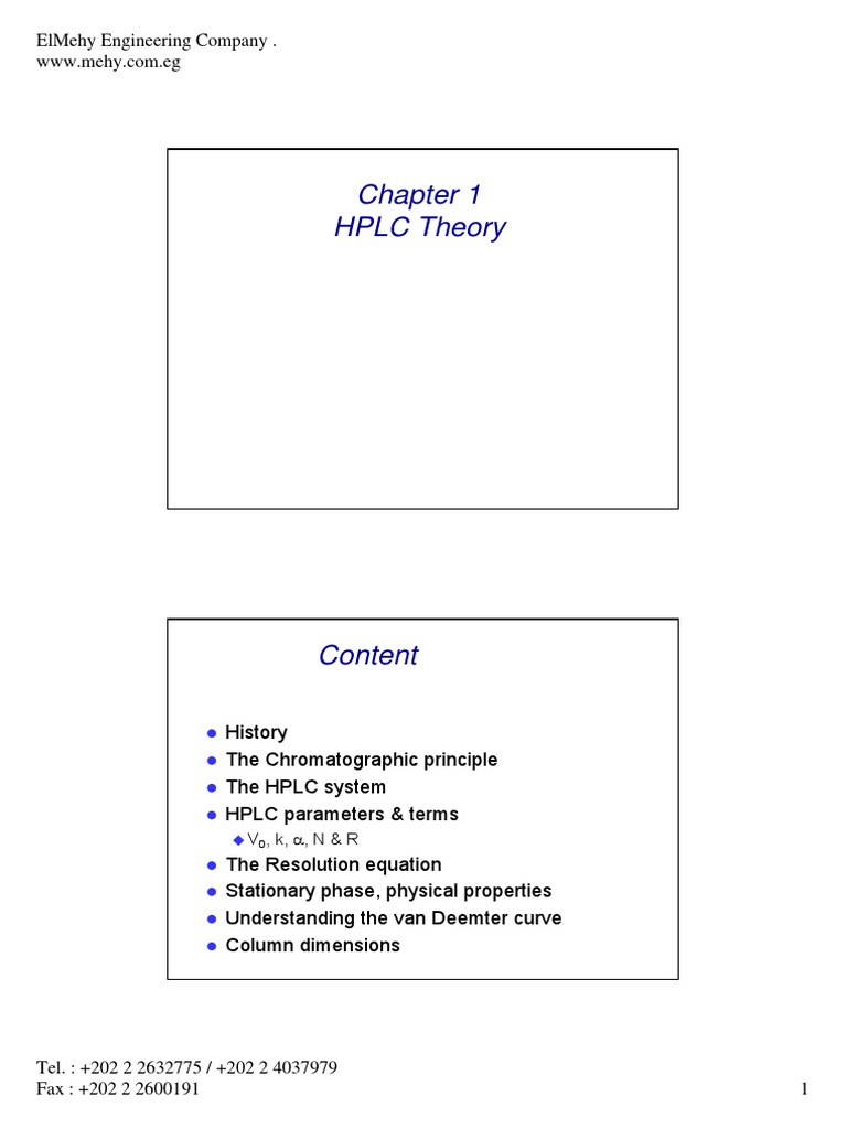 Chapter 1 HPLC Theory | PDF | Chromatography | High Performance Liquid ...