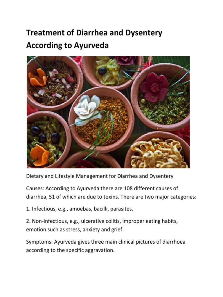 Treatment of Diarrhea and Dysentery According To Ayurveda | PDF ...