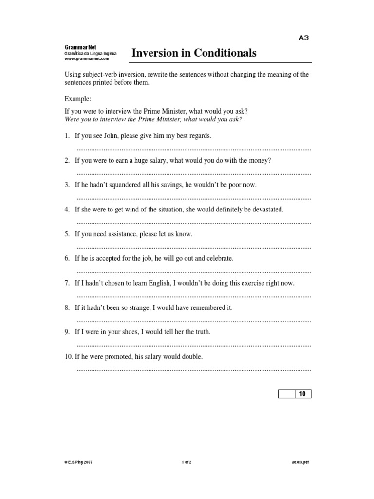 Inversion Conditionals Advanced | PDF