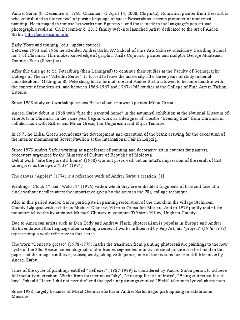 Andrei Sirbu | PDF | Modernism | Paintings