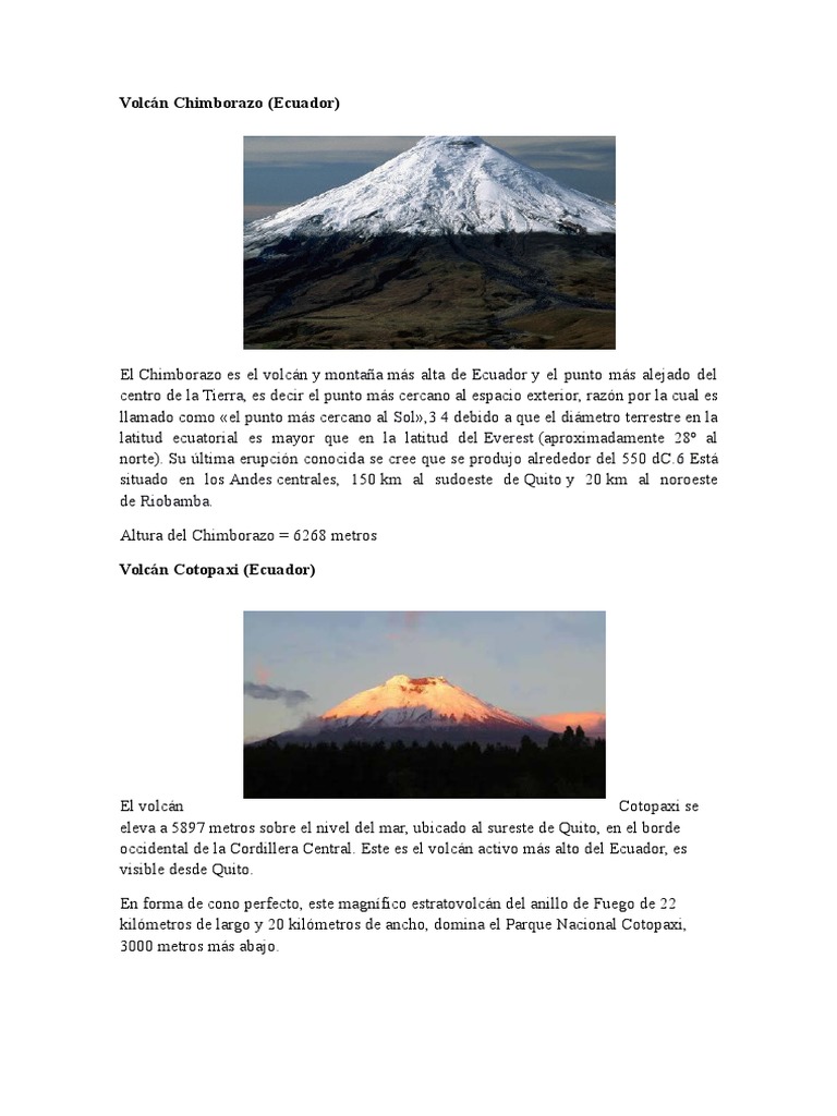 Volcánes Del Ecuador | PDF | Volcán | Ciencias de la Tierra