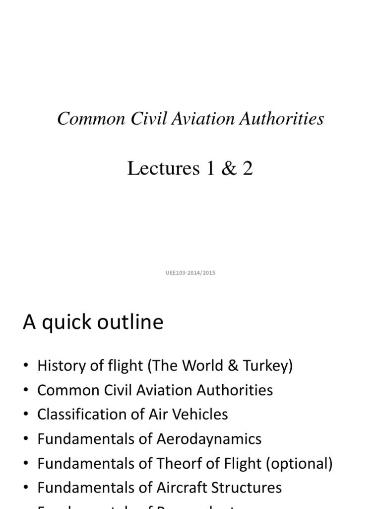 Common Civil Aviation Authorities: Lectures 1 & 2 | PDF | Civil ...