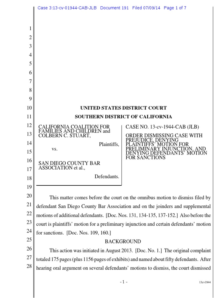 191 Order Dismissing Case | Complaint | Prejudice (Legal Term) 191 Order Dismissing Case | Complaint | Prejudice (Legal Term)