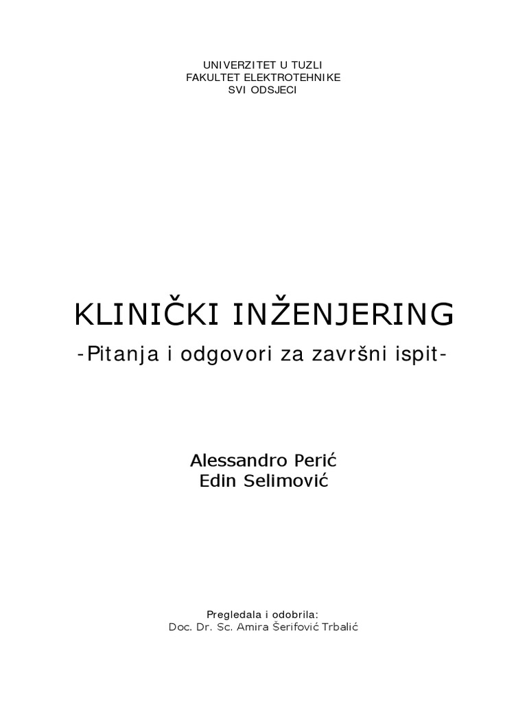 Klinički Inženjering - Skripta Za Završni Ispit | PDF