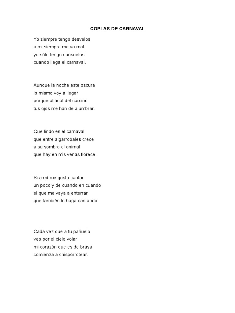 Coplas de Carnaval | PDF | Carnaval | Evento festivo (incluido el carnaval)