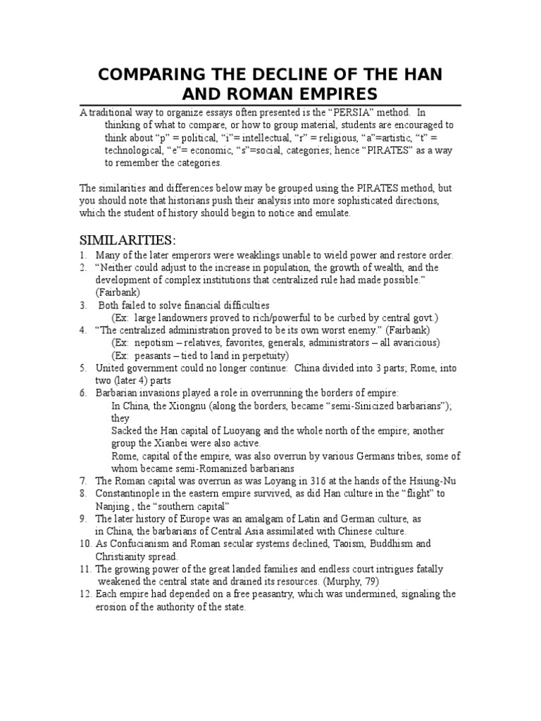 Comparing The Decline of The Han and Roman Empires | Download Free PDF ...