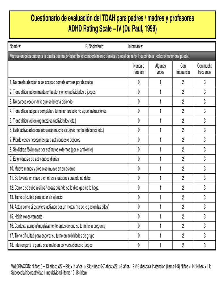 ADHD RS IV Du Paul | PDF