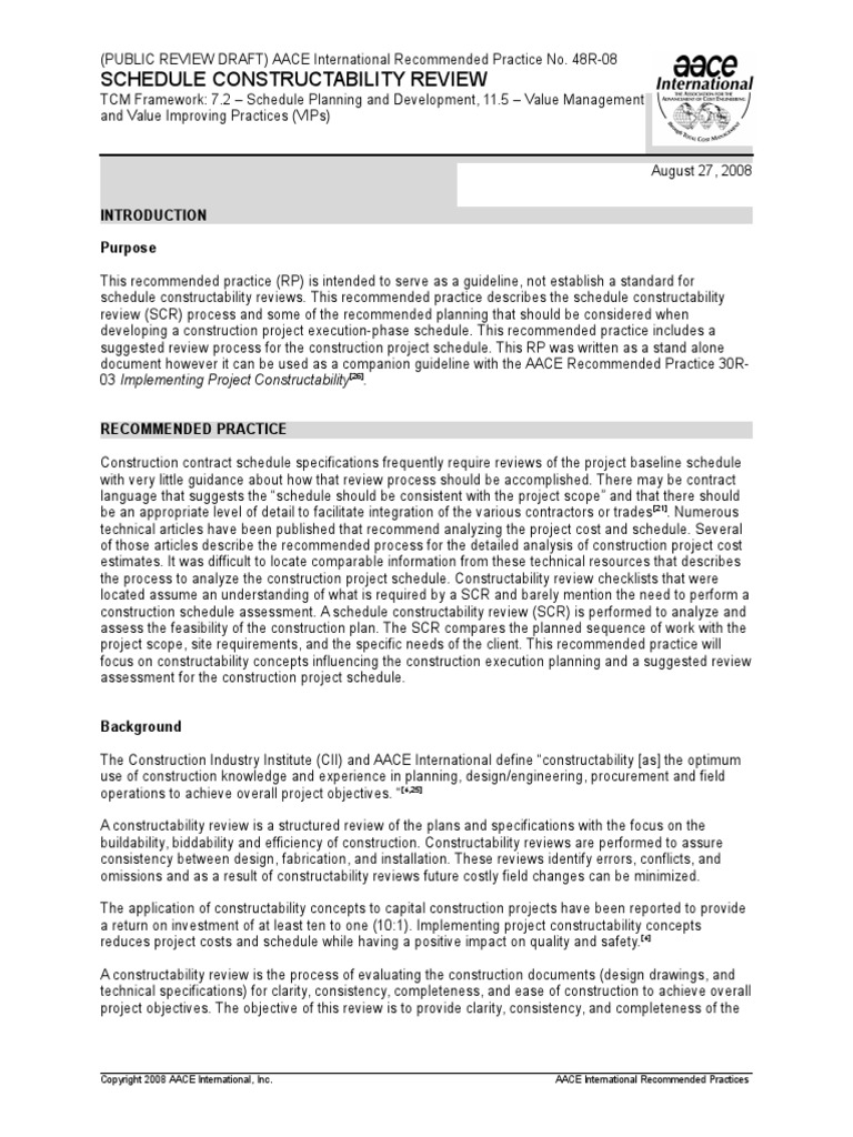 Schedule Constructibility | PDF | Construction Bidding | Specification (Technical Standard)
