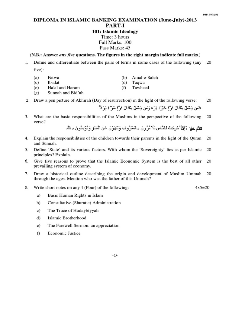 Diploma in Islamic Banking Examination: Analyzing Concepts of Islamic ...