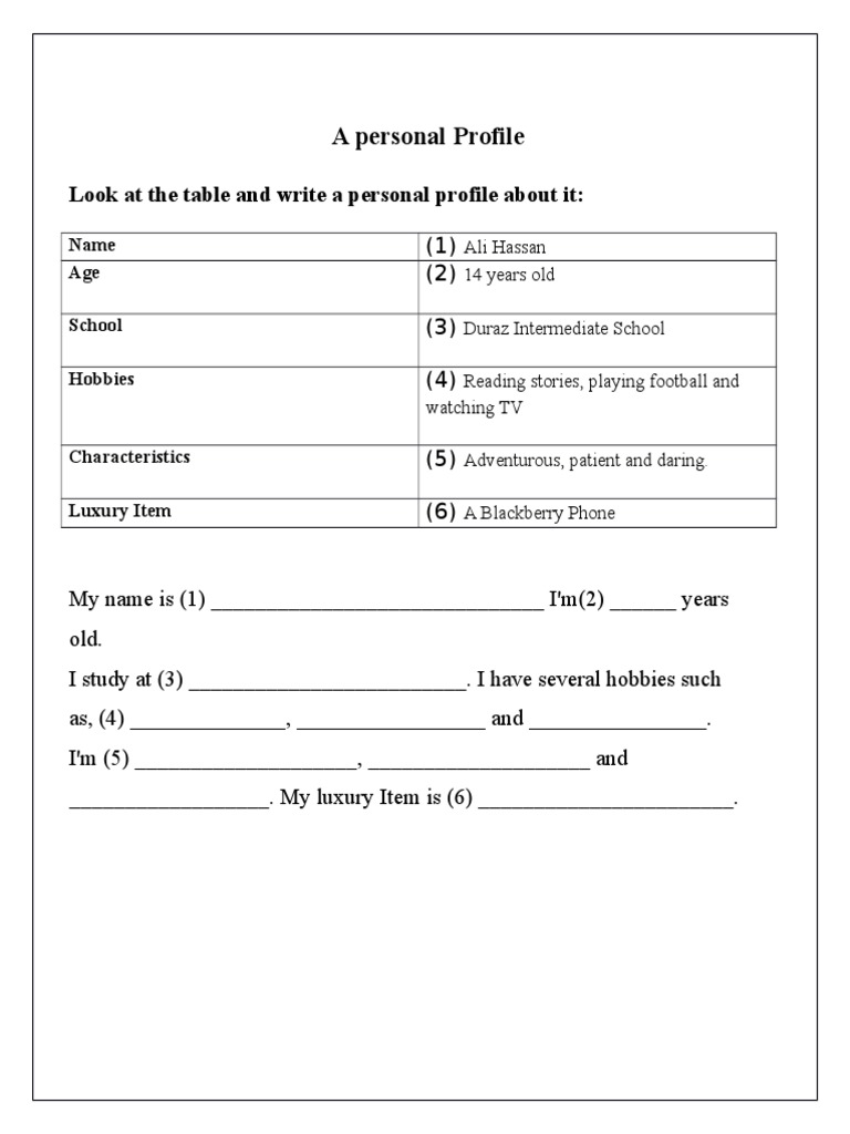 A Personal Profile | PDF